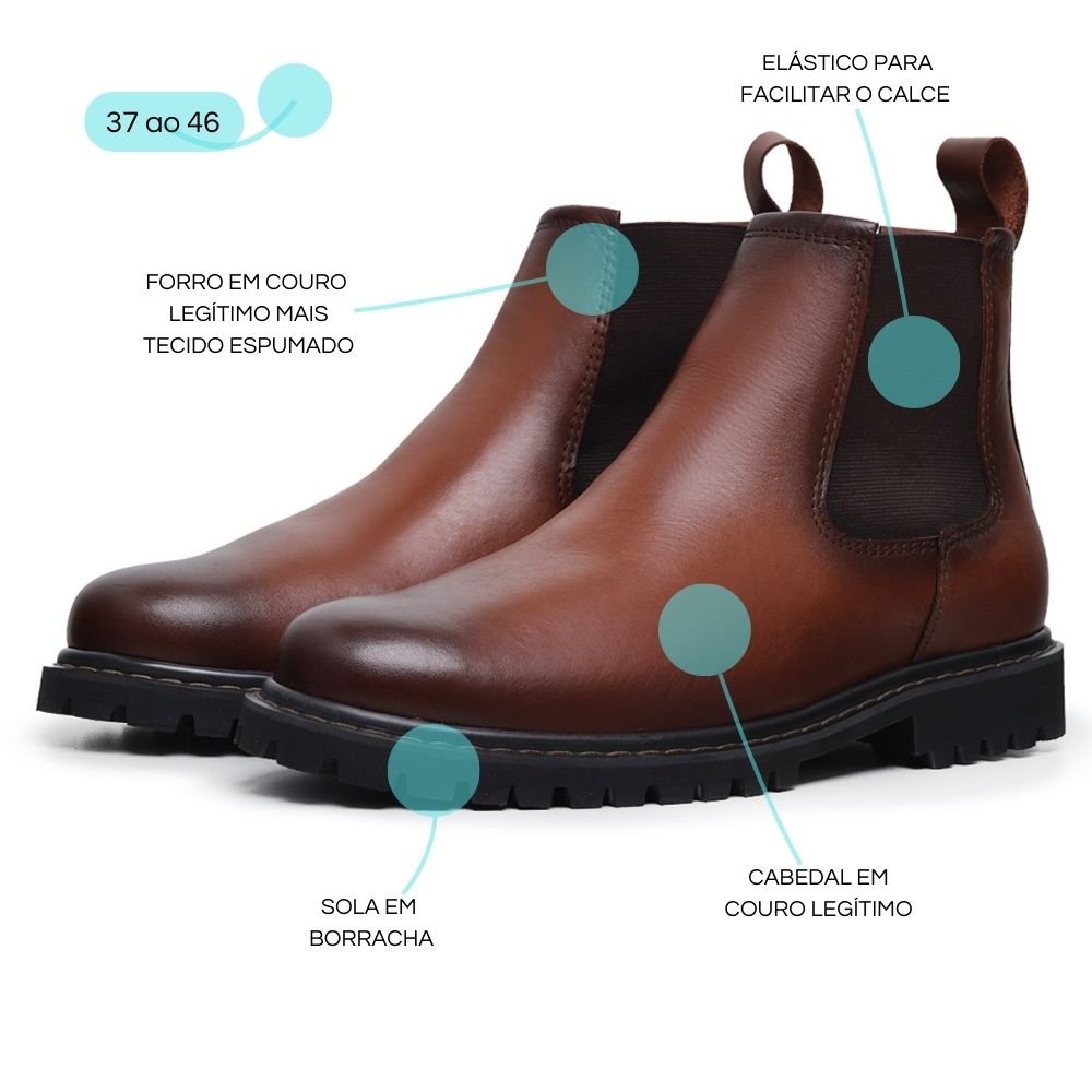 Bota Masculino Chelsea Thomas Avalon em Couro Caramelo - AVALON